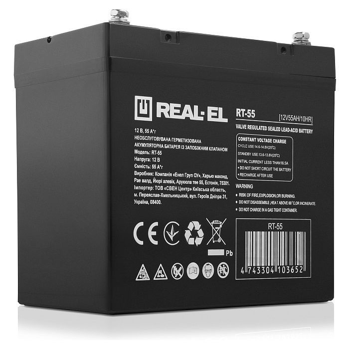 Батарея до ДБЖ REAL-EL RT-55, 12V-55Ah RT-55 - купити в Києві | Ціна ...